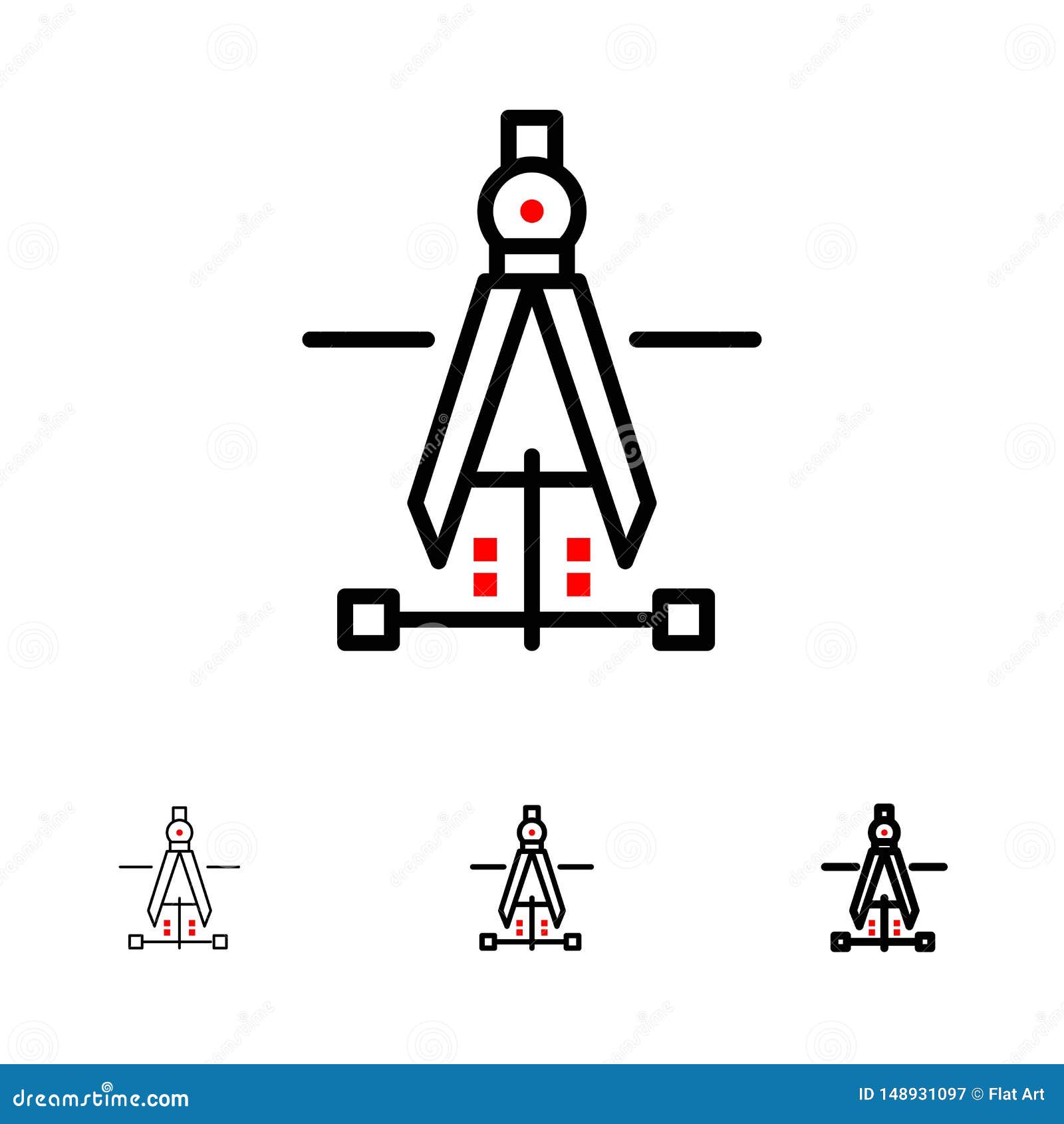 Compass, Drawing, Education, Engineering Bold and Thin Black Line Icon ...