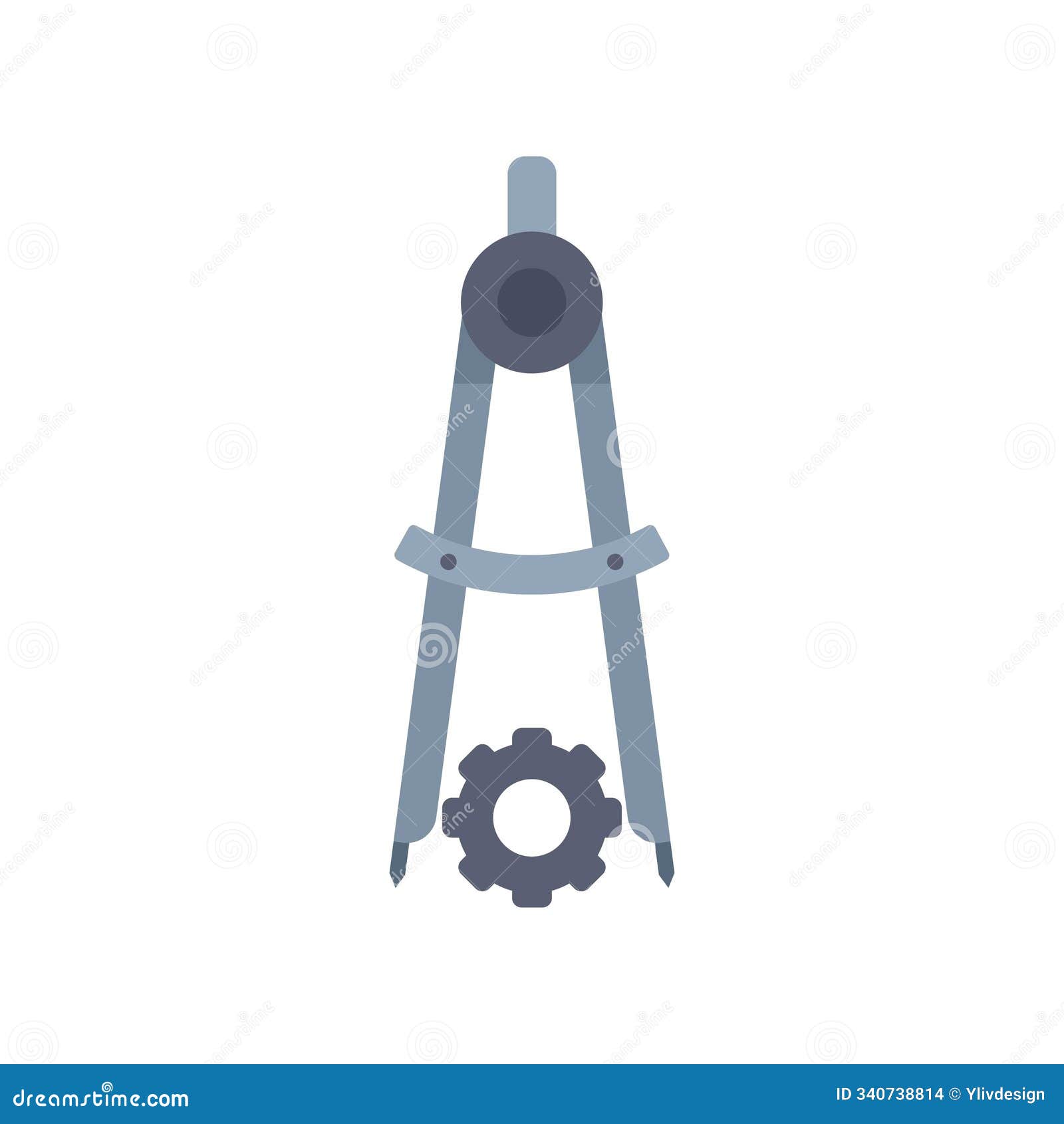 Compass Drawing Tool Holding a Cogwheel Gear for Engineering Design ...