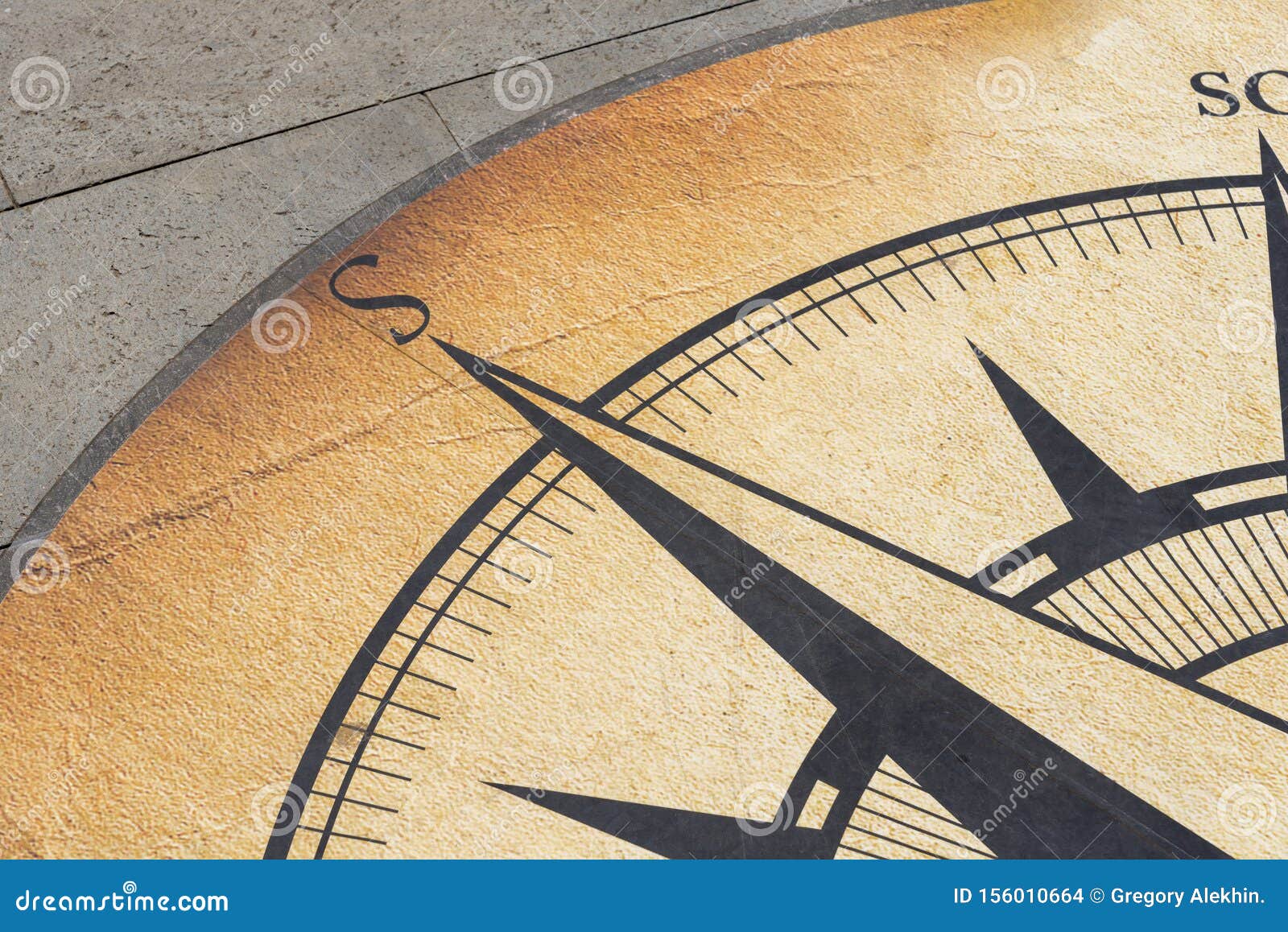 The Compass Is Drawn On A Concrete Slab Stock Image | CartoonDealer.com ...