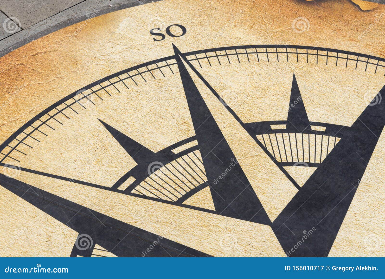 The Compass Is Drawn On A Concrete Slab Stock Image | CartoonDealer.com ...