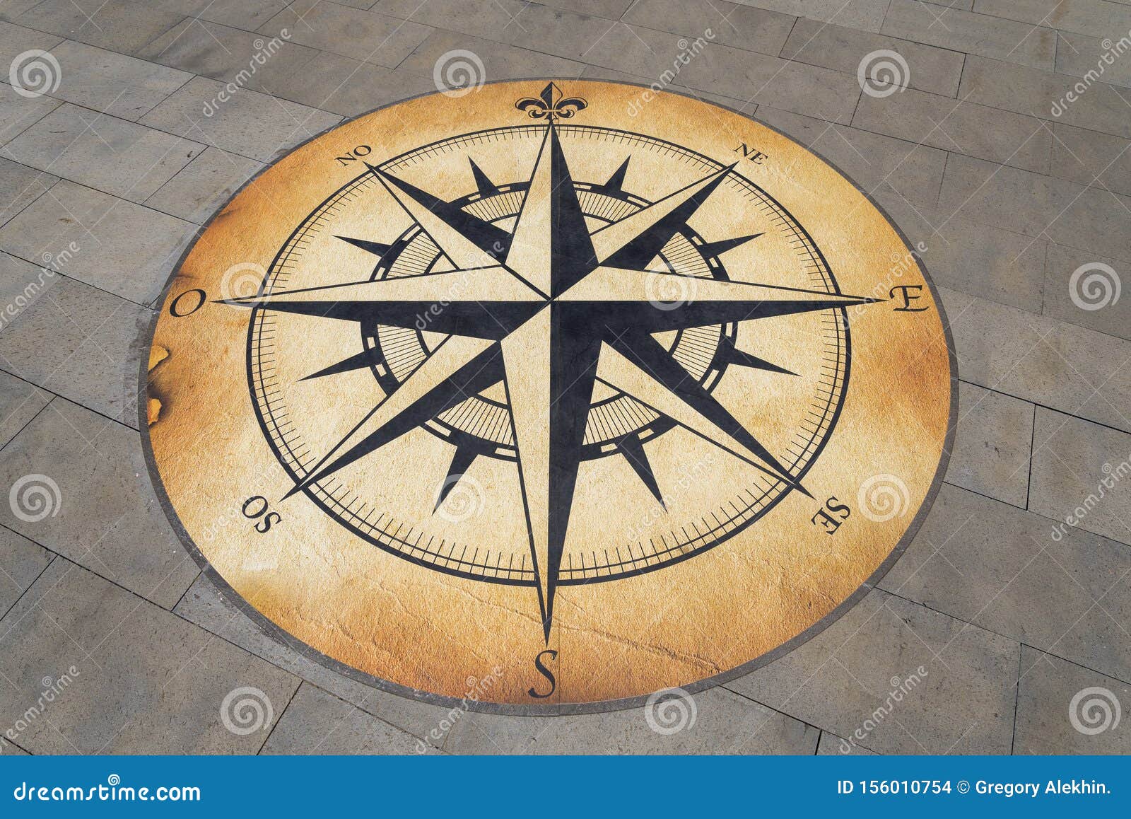 The Compass Is Drawn On A Concrete Slab Stock Image | CartoonDealer.com ...