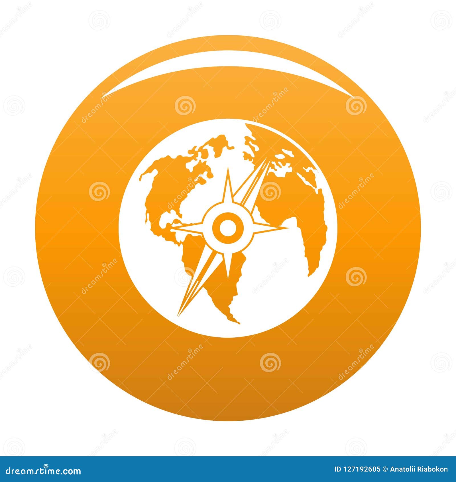 Compass on Earth Icon Orange Stock Illustration - Illustration of ...