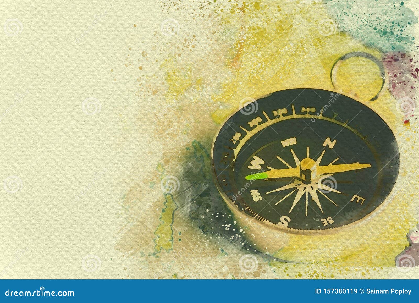 Compass En El Mapa De Papel Stock de ilustración - Ilustración de ...