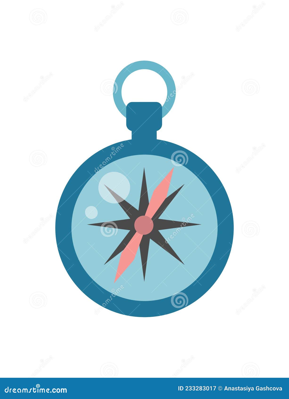 Blue Compass in a Flat Cartoon Style Stock Vector - Illustration of ...