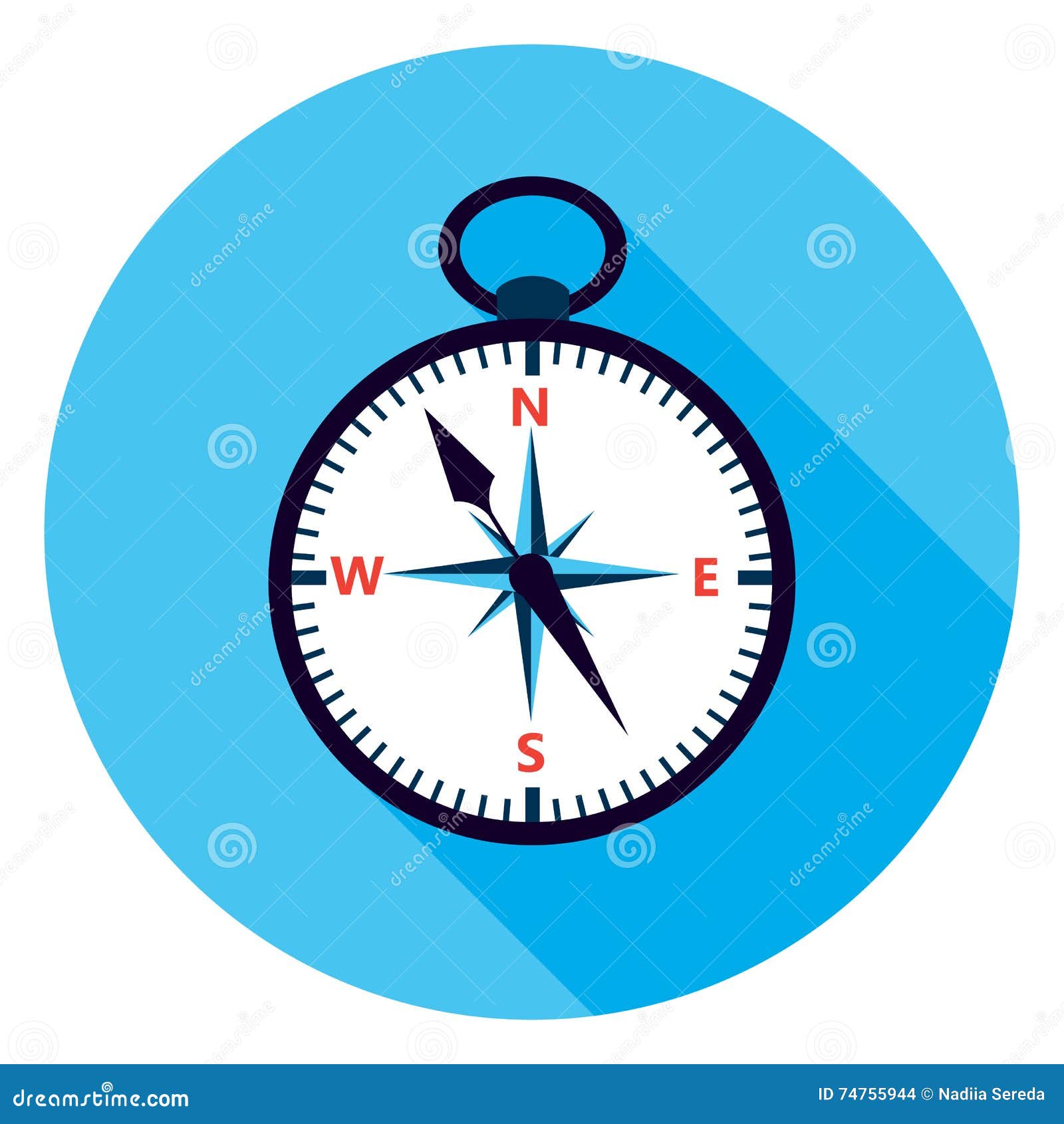 Compass Flat Circle Icon Over Blue Stock Vector - Illustration of icon ...