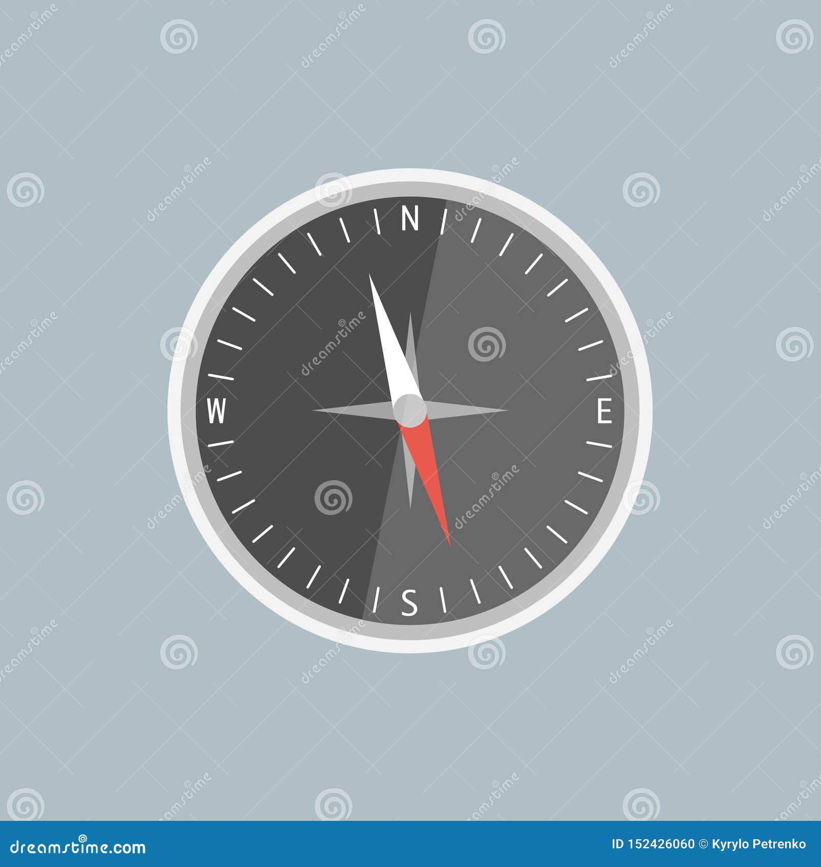 Compass Flat Design Grey Background Showing Nord Stock Vector ...