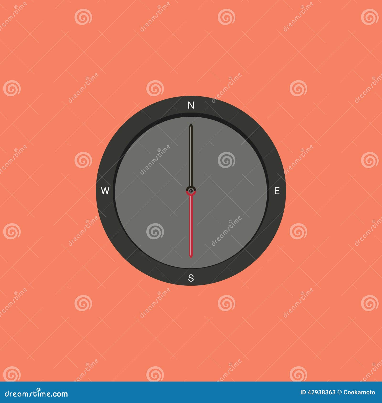 Compass Flat Design Grey Background Showing Nord Vector Illustration ...