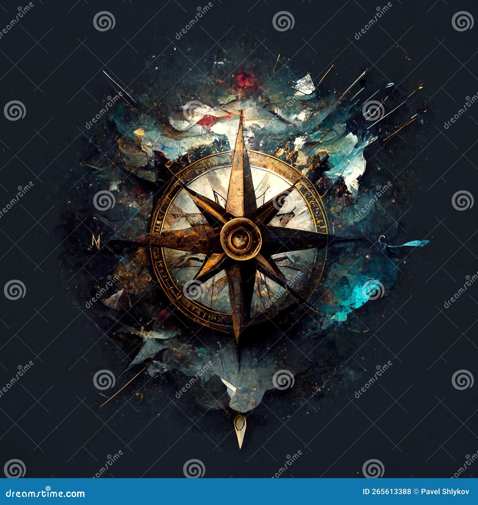 Compass in the Forest, Against the Background of Moss and Tree Leaves ...