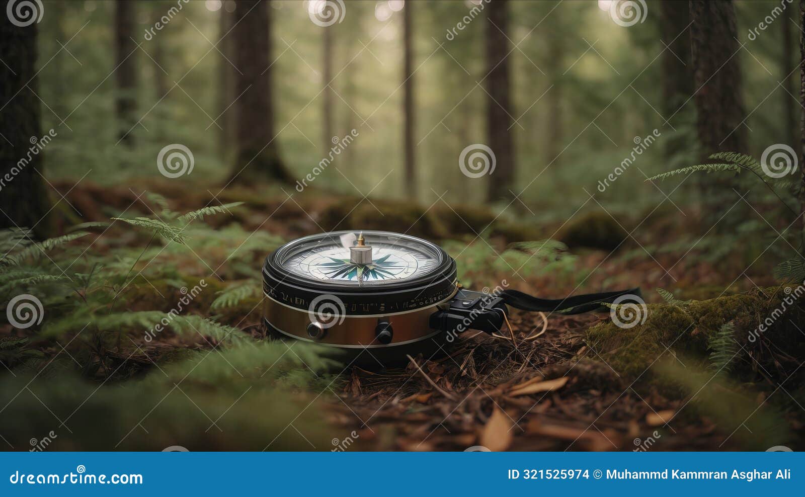 Compass in the Forest. Generative Ai Stock Illustration - Illustration ...