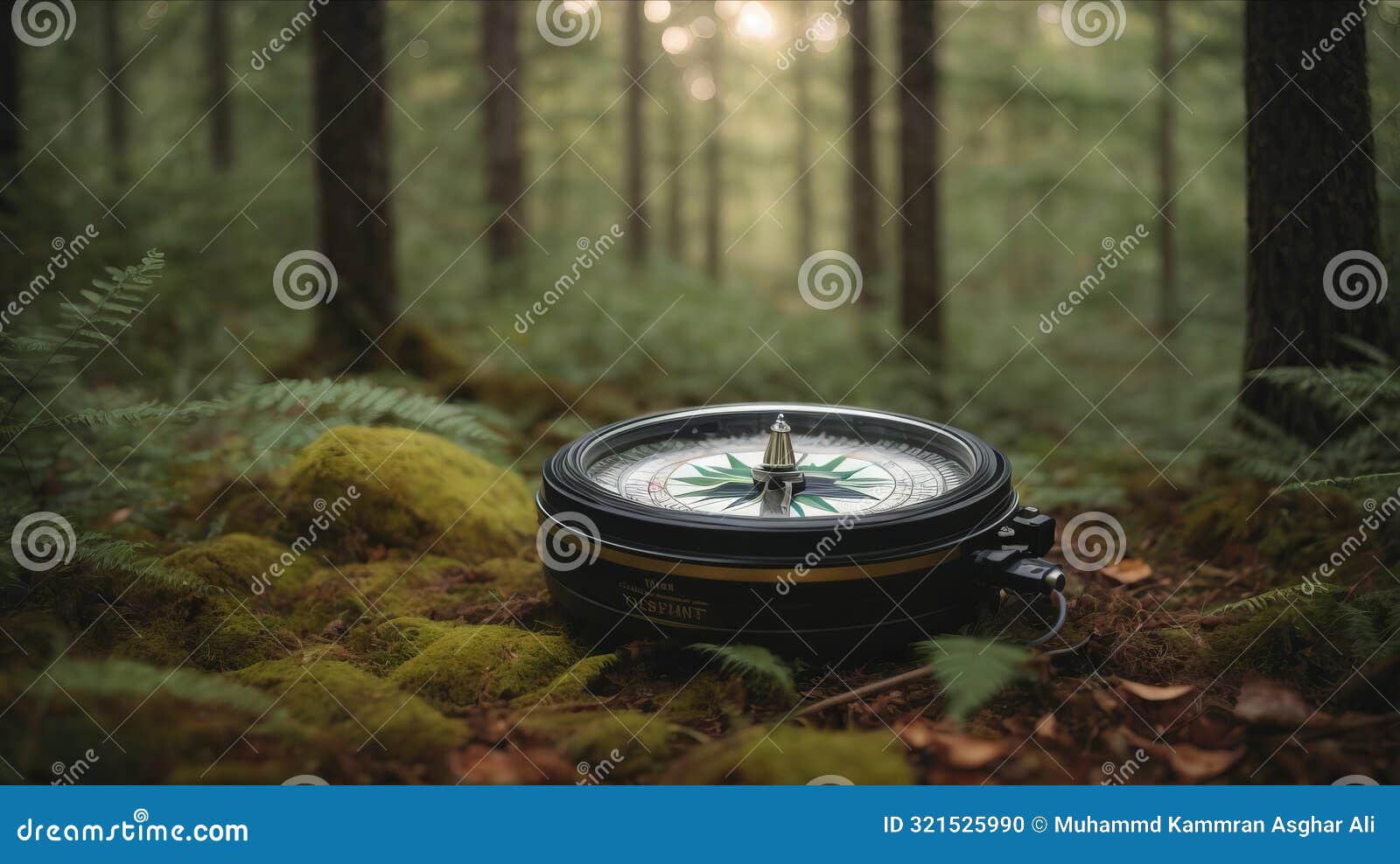 Compass in the Forest. Generative Ai Stock Illustration - Illustration ...