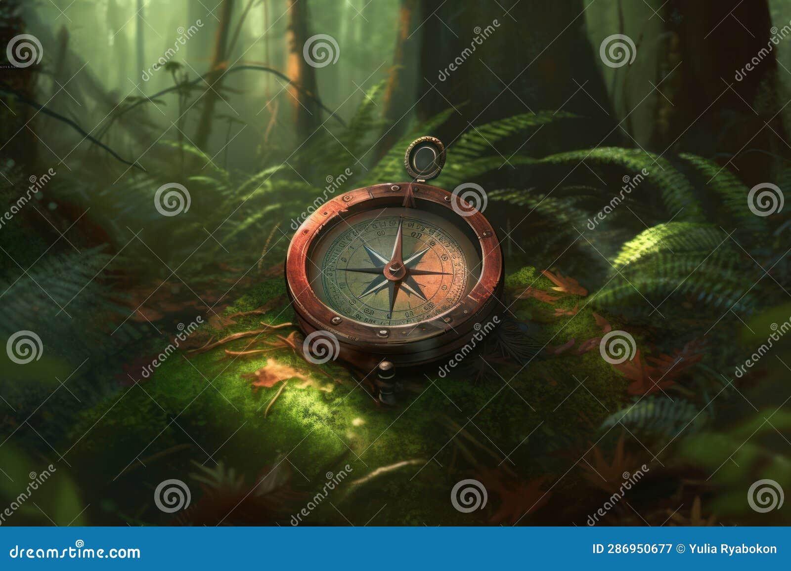 Compass Forest Jungle. Generate Ai Stock Illustration - Illustration of ...