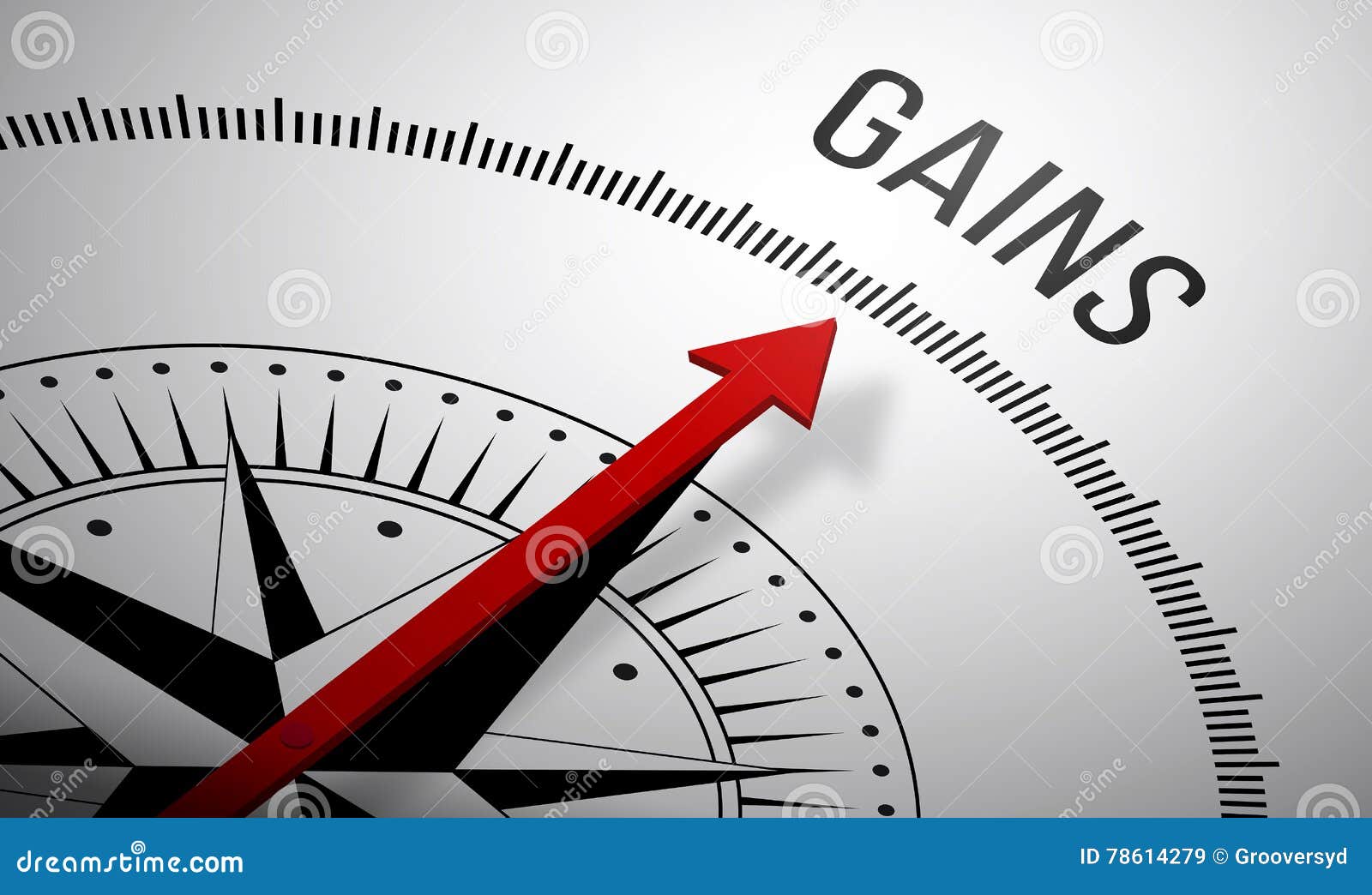 Compass with a Gains icon. stock image. Image of invest - 78614279
