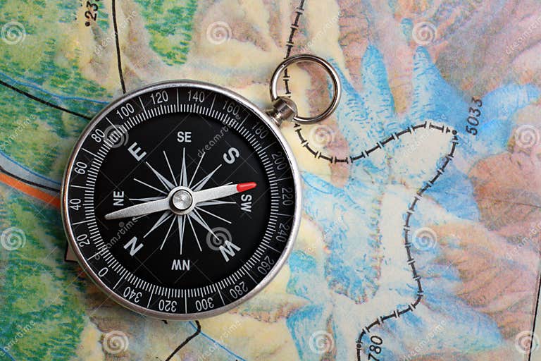 Compass on geography map stock image. Image of journey - 14506333