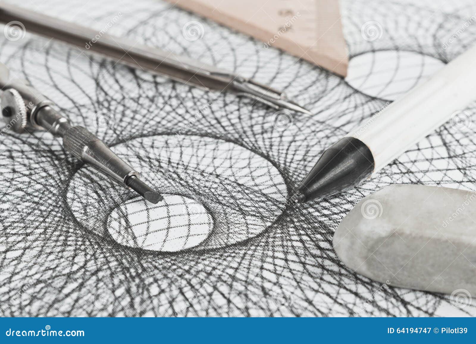 Compass and Geometric Shapes Stock Image - Image of document, product ...