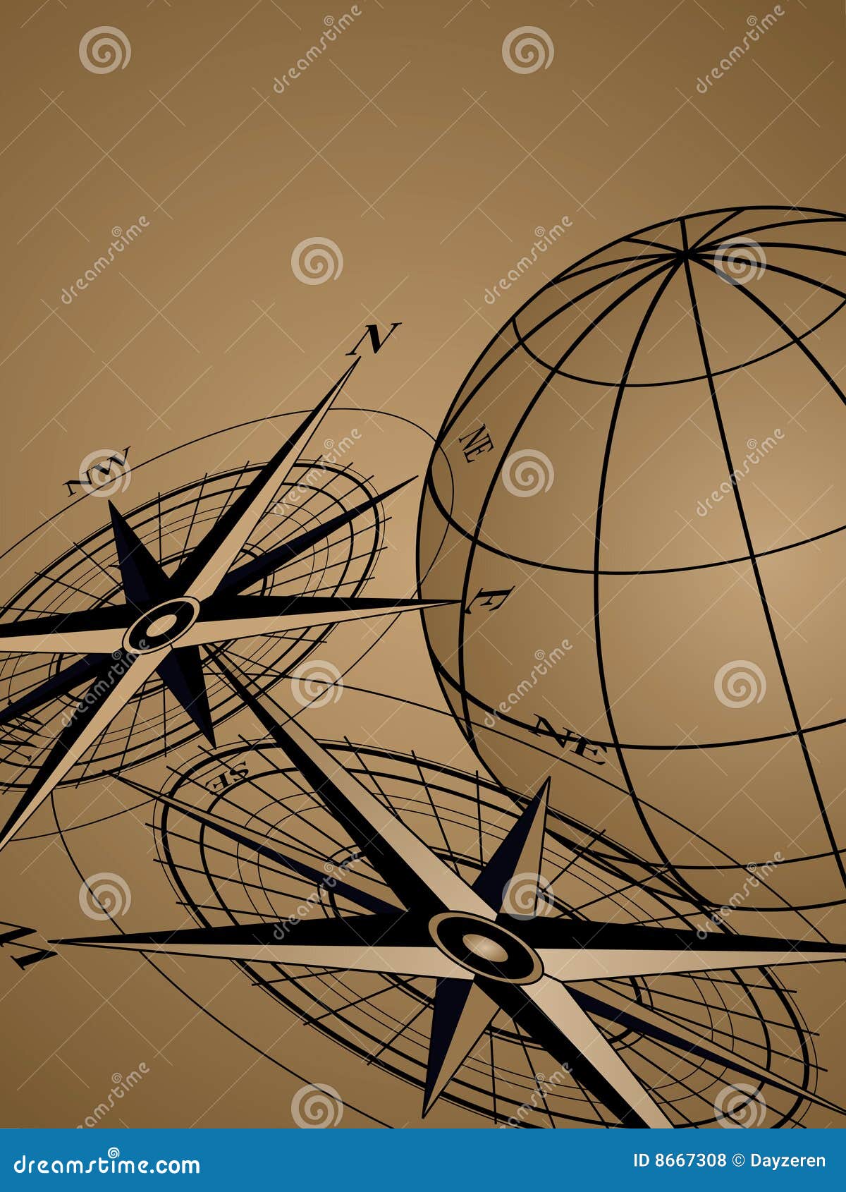 Compass and Globe stock vector. Illustration of sailing - 8667308