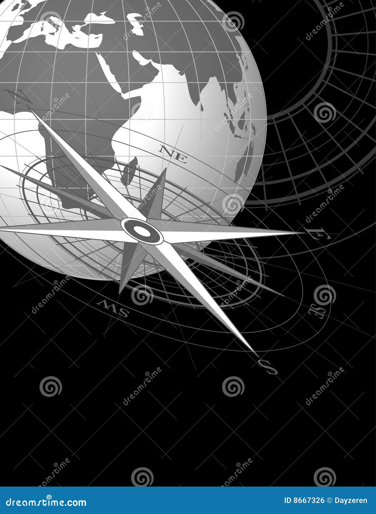 Compass and Globe stock vector. Illustration of sailing - 8667326