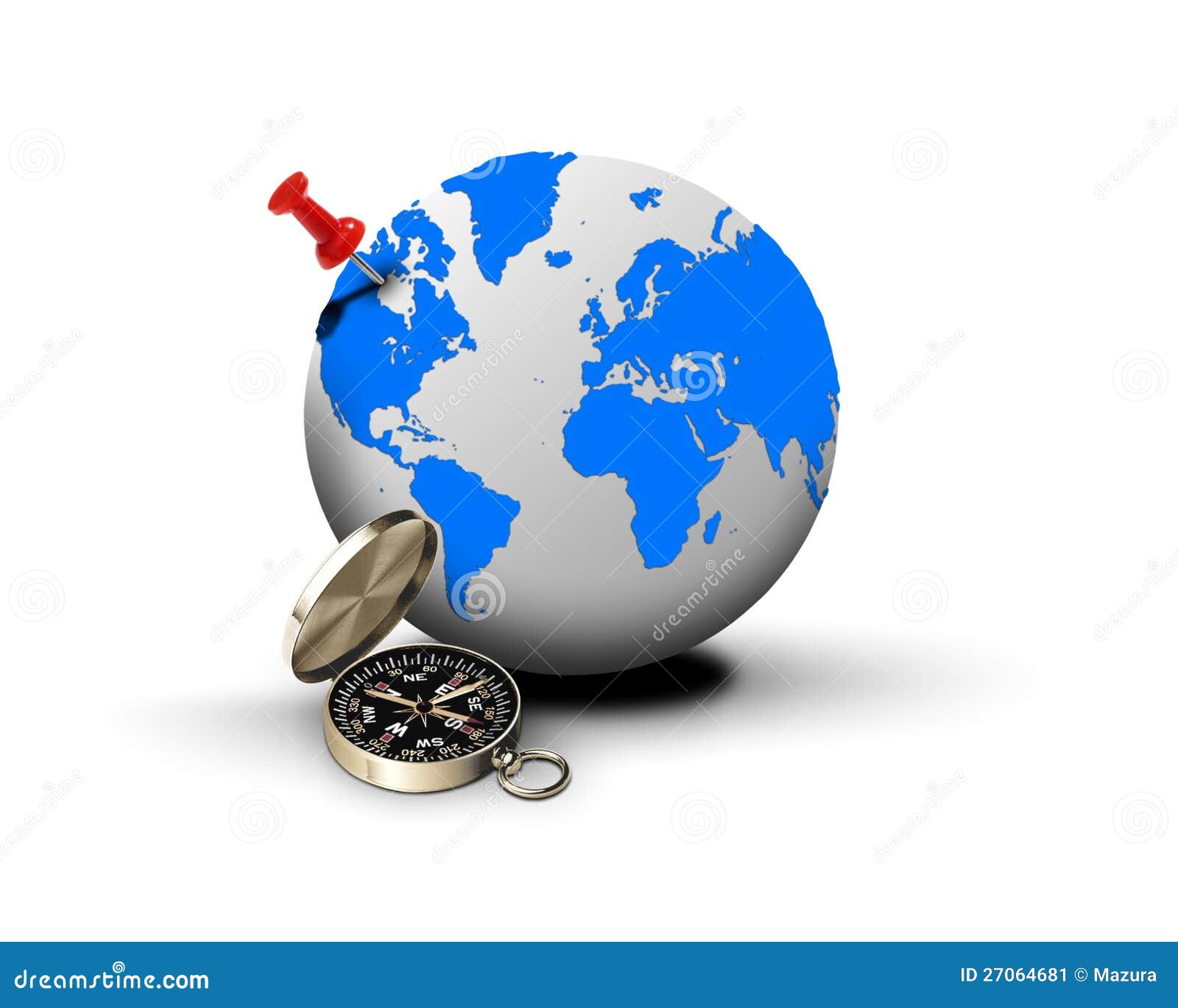 Compass and globe concept stock illustration. Illustration of earth ...