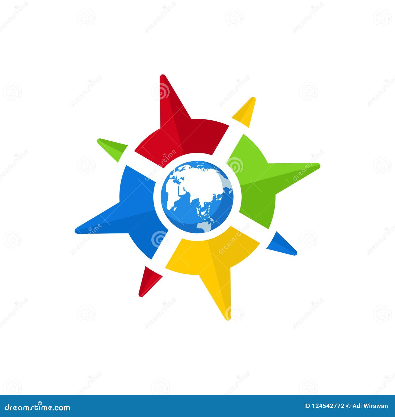 Compass and Globe of World Colorful Icon Vector Design Stock Vector ...