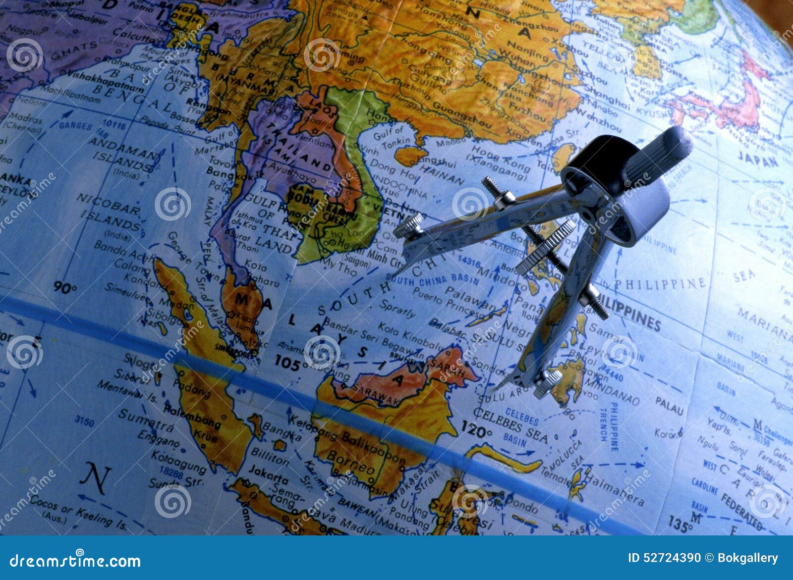 Compass on Globe (South East Asian Region) Stock Photo - Image of asian ...