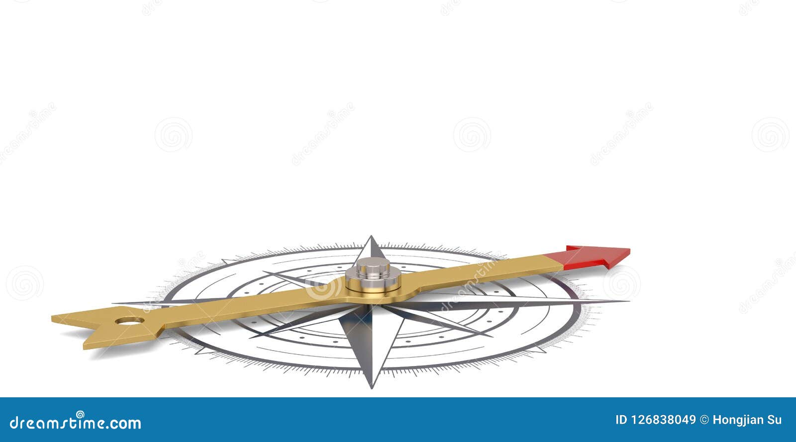 Compass With Gold Needle Isolated On White Background 3D Illustration ...