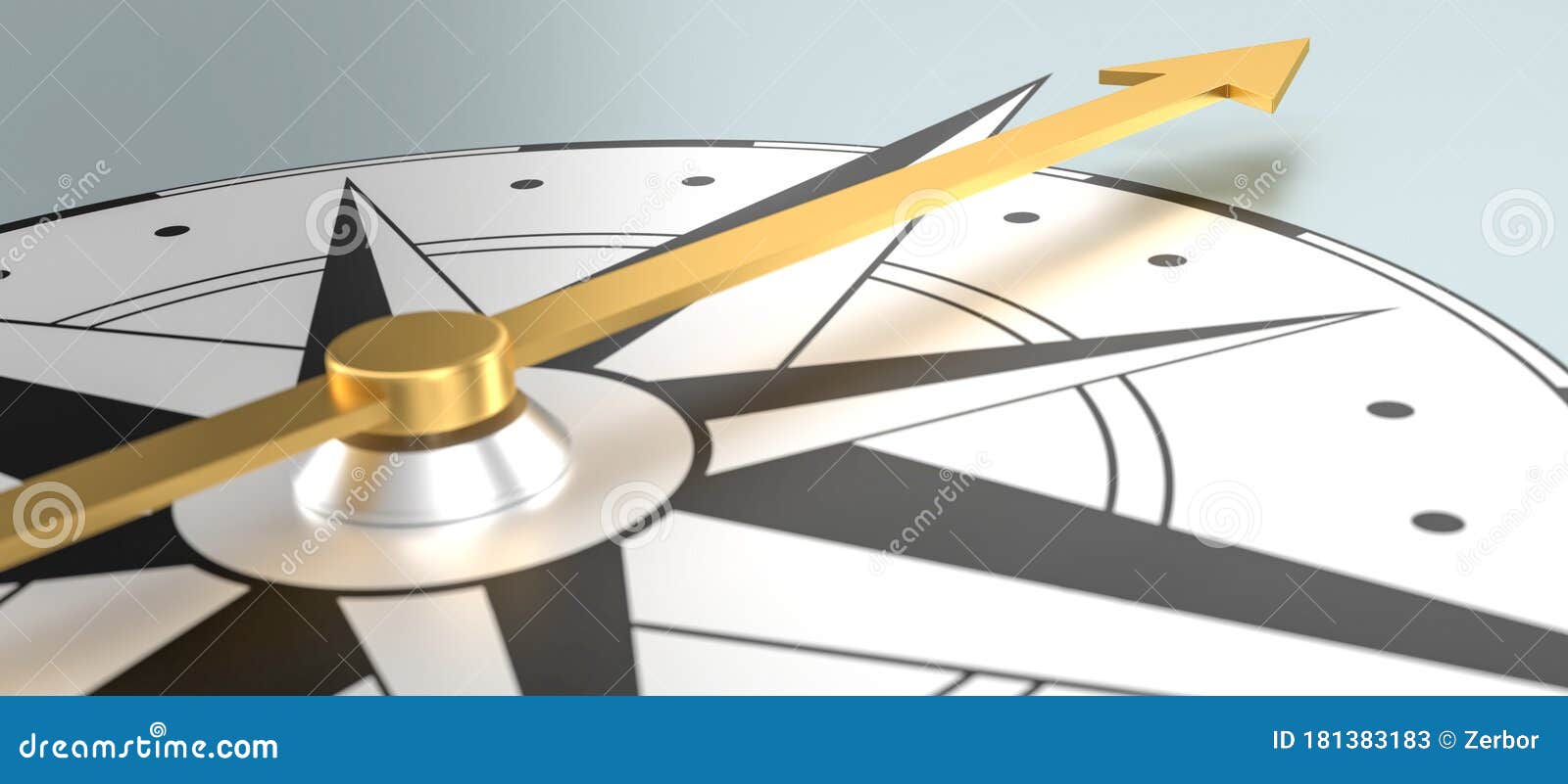 Compass with a Golden Compass Needle - 3d Rendering Stock Illustration ...