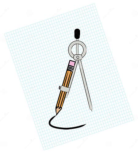 Compass on graph paper stock vector. Illustration of drawing - 4664431