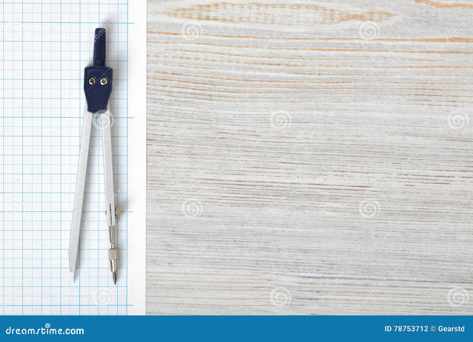 Compass on Graph Paper in Top View with Copy Space Stock Photo - Image ...