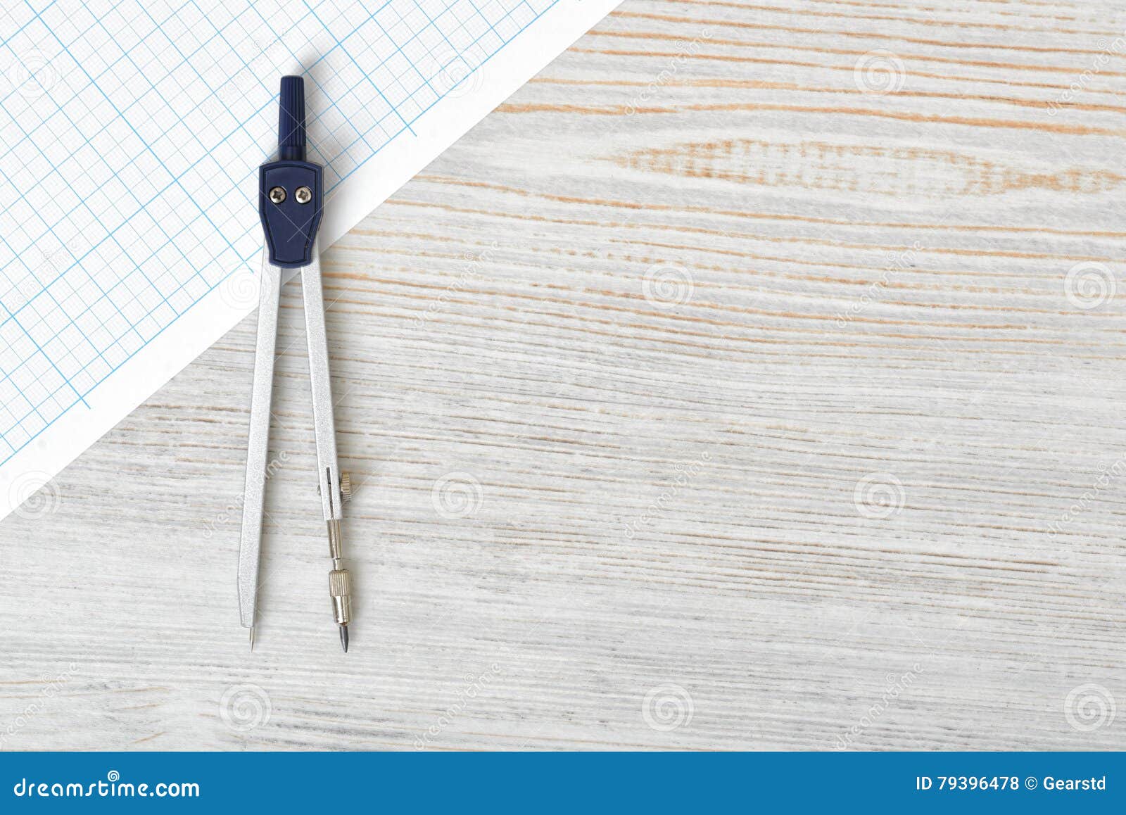 Compass on Graph Paper in Top View with Copy Space Stock Photo - Image ...