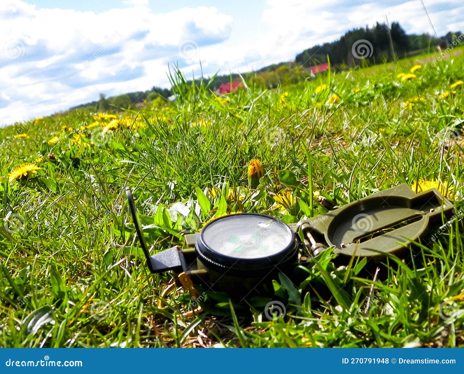 Compass on Grass - Traveling, Exploration and Navigation Stock Photo ...