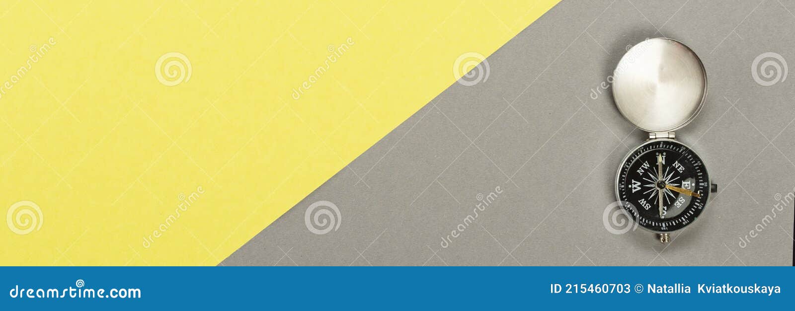 Compass on Gray Yellow Background, Minimal Travel Concept Stock Image ...