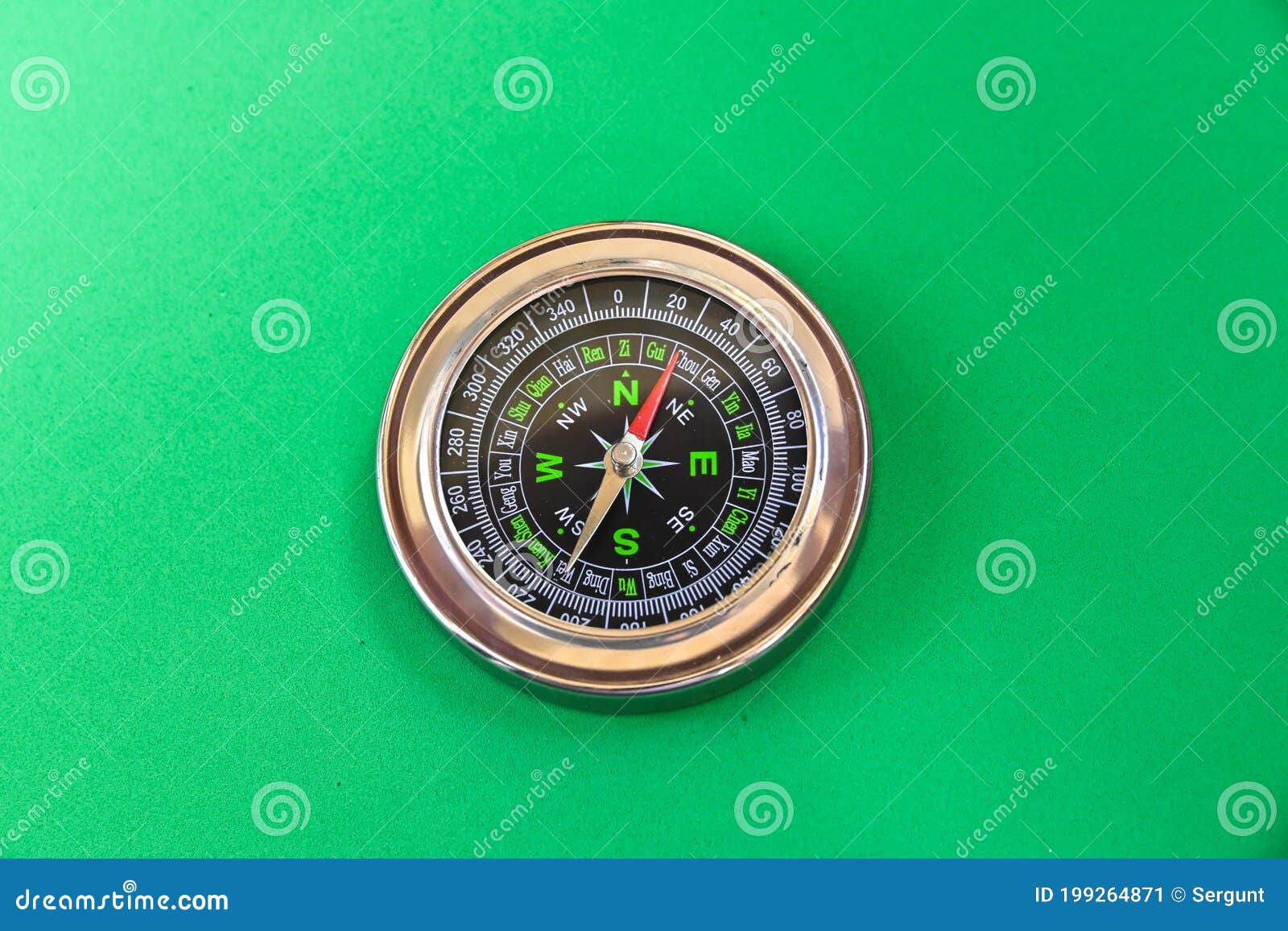 Compass On A Green Background Royalty-Free Stock Photography ...