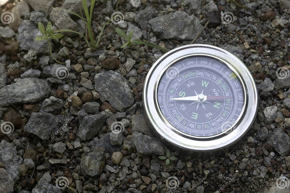 A compass on the ground stock image. Image of navigation - 186877647