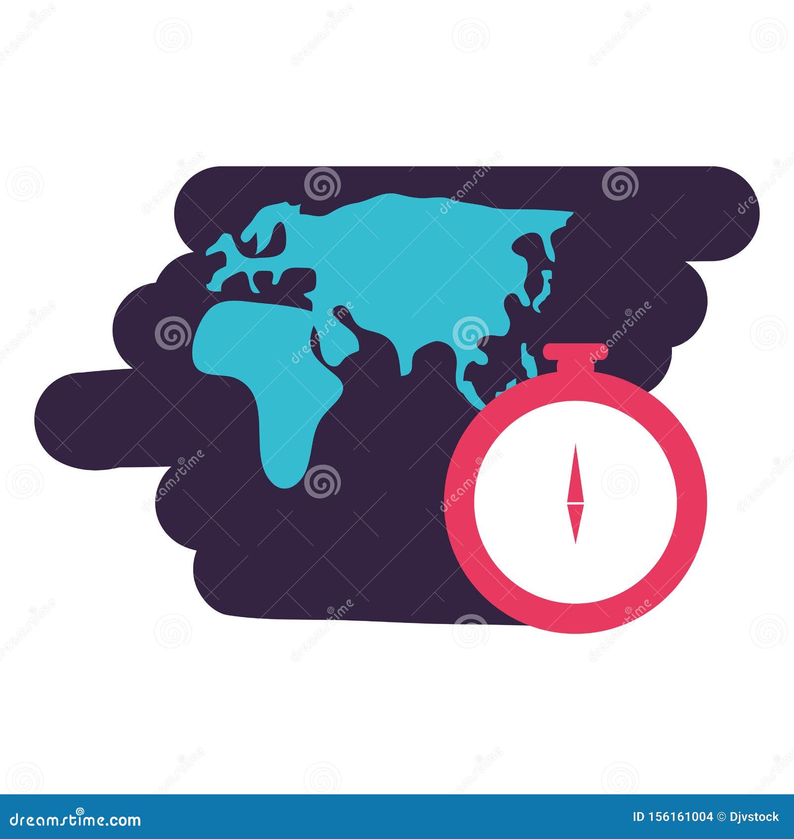 Compass Guide Device with Map Continents Stock Illustration ...