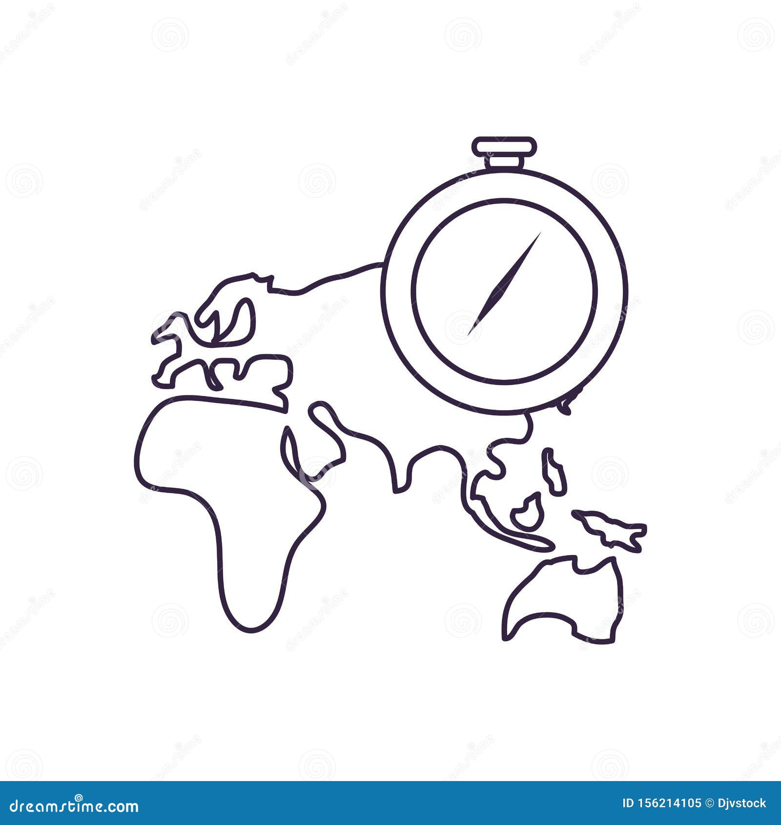 Compass Guide Device with Map Continents Stock Illustration ...