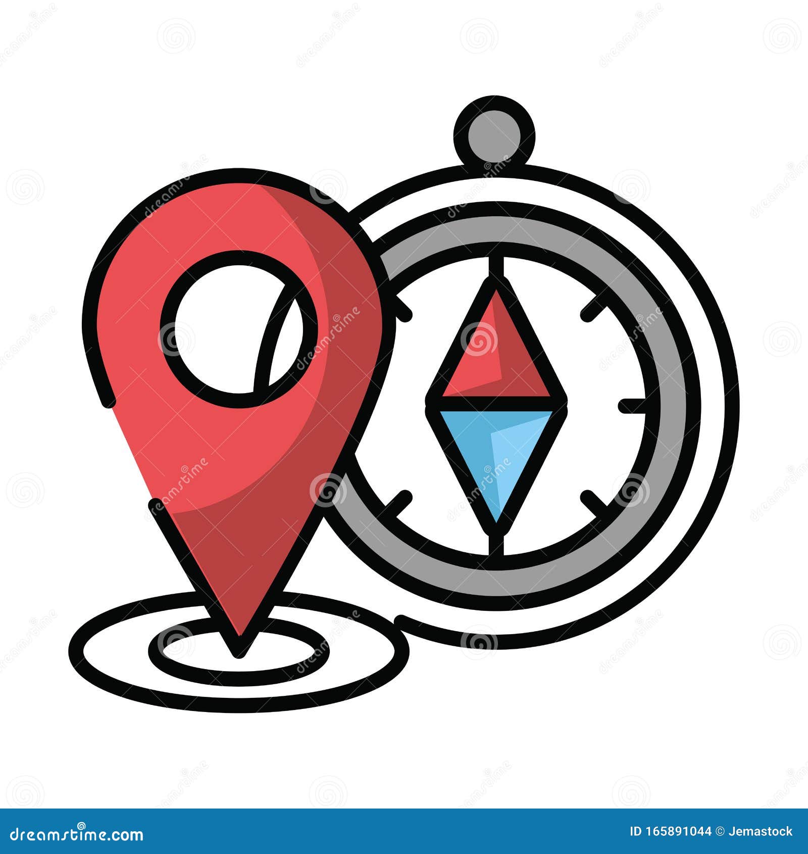 Compass Guide Device with Pin Location Stock Vector - Illustration of ...