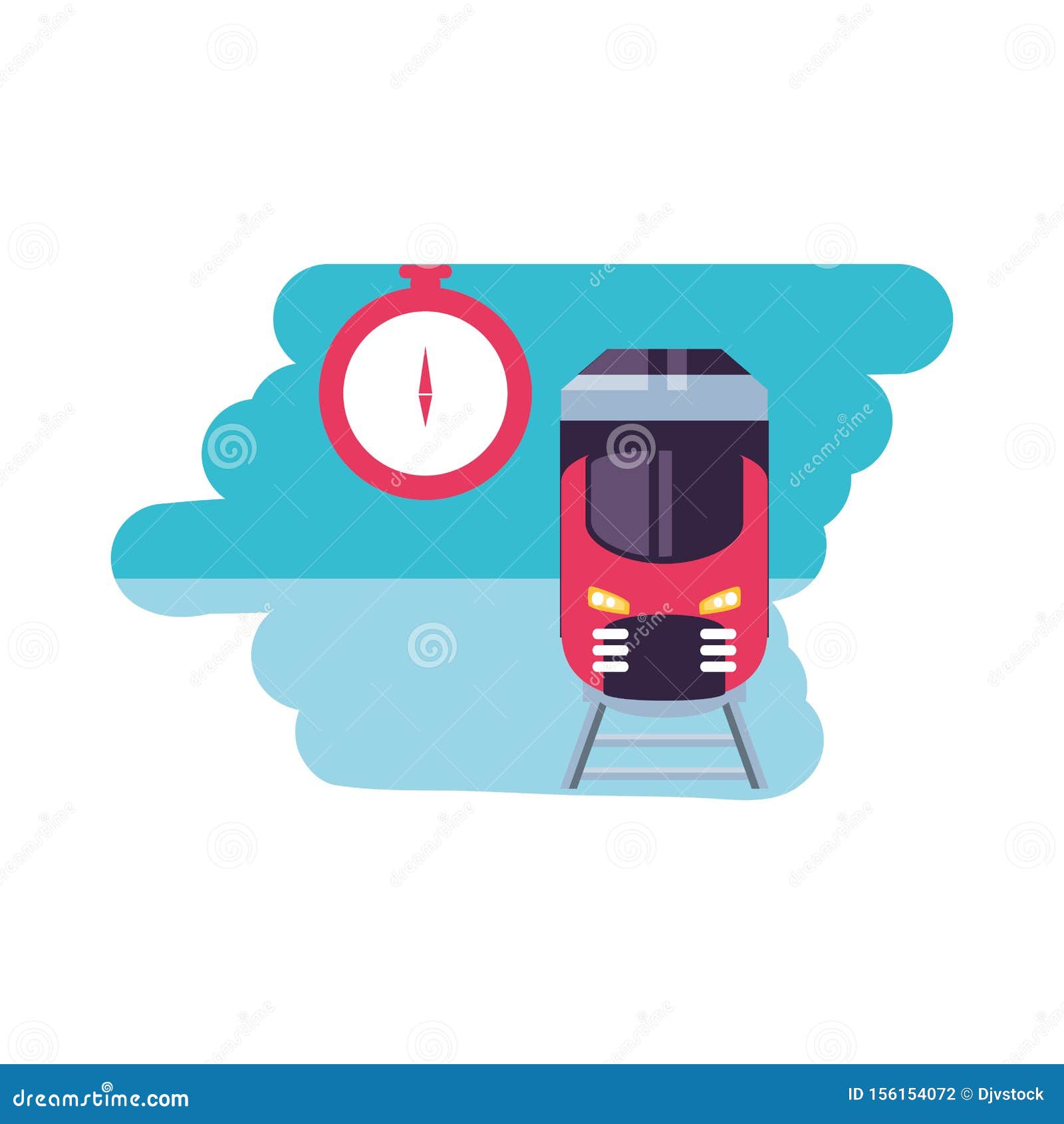 Compass Guide Device with Train Stock Illustration - Illustration of ...