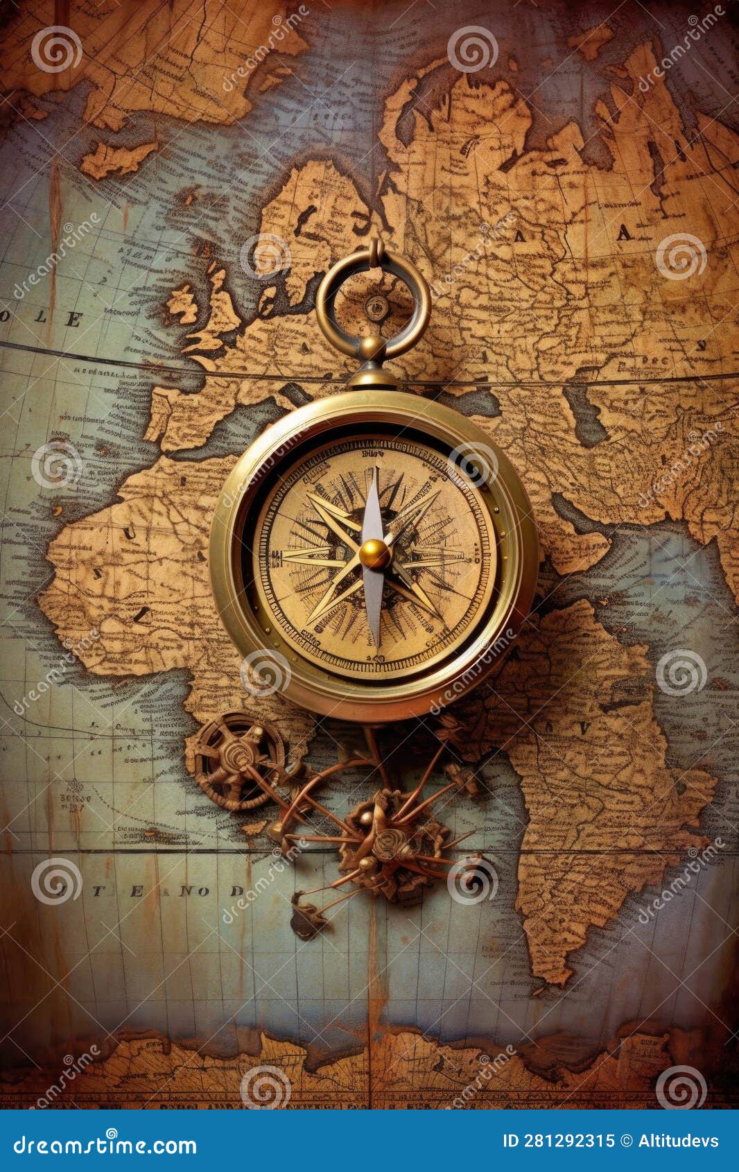 Compass Guiding Direction on a World Map Stock Illustration ...