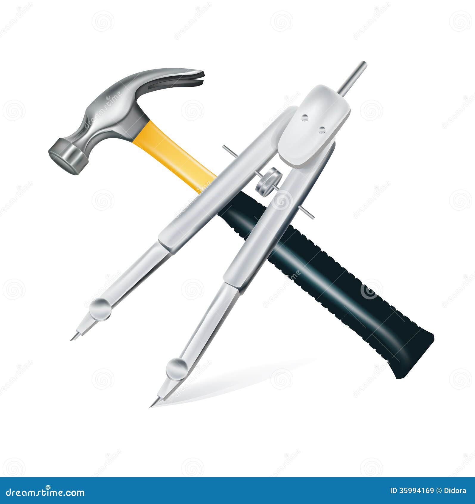 Compass and Hammer on White Stock Vector - Illustration of measure ...