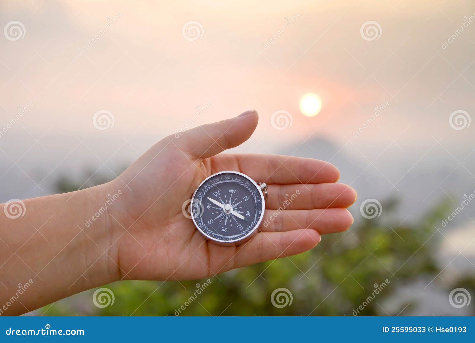 Compass in hand stock image. Image of direction, geography - 25595033