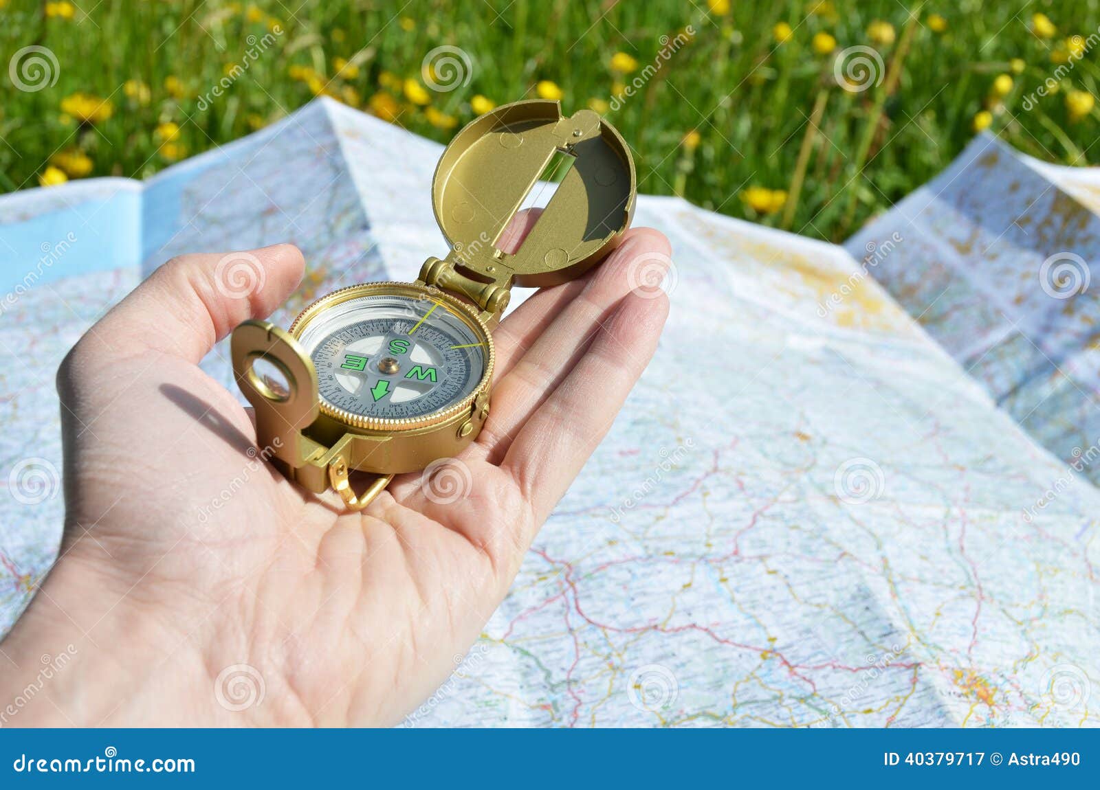 Compass in the hand stock image. Image of orientation - 40379717