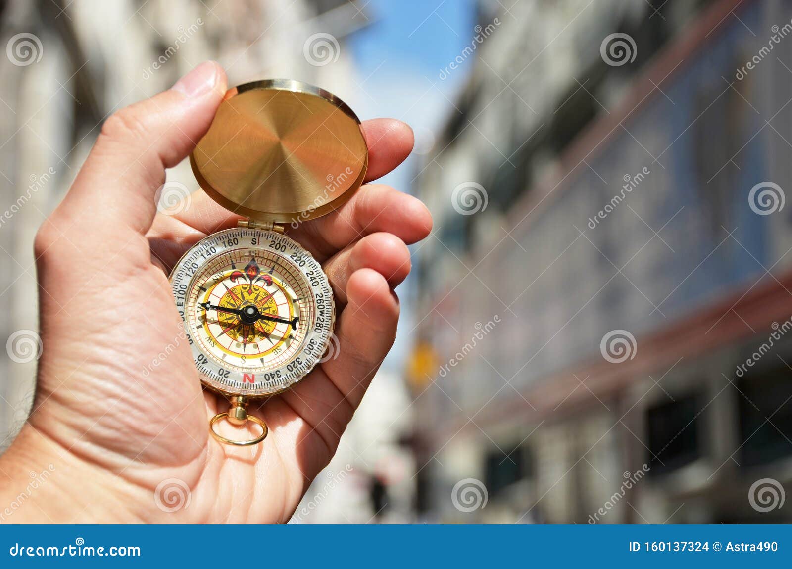 Compass in the hand stock photo. Image of double, kingdom - 160137324
