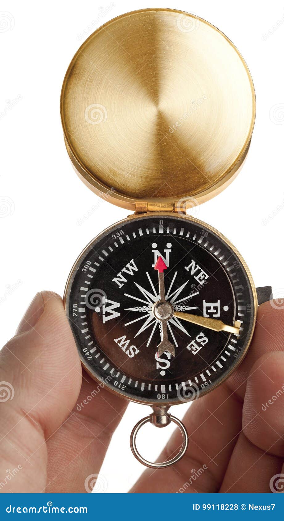 Compass in a hand stock photo. Image of recreational - 99118228