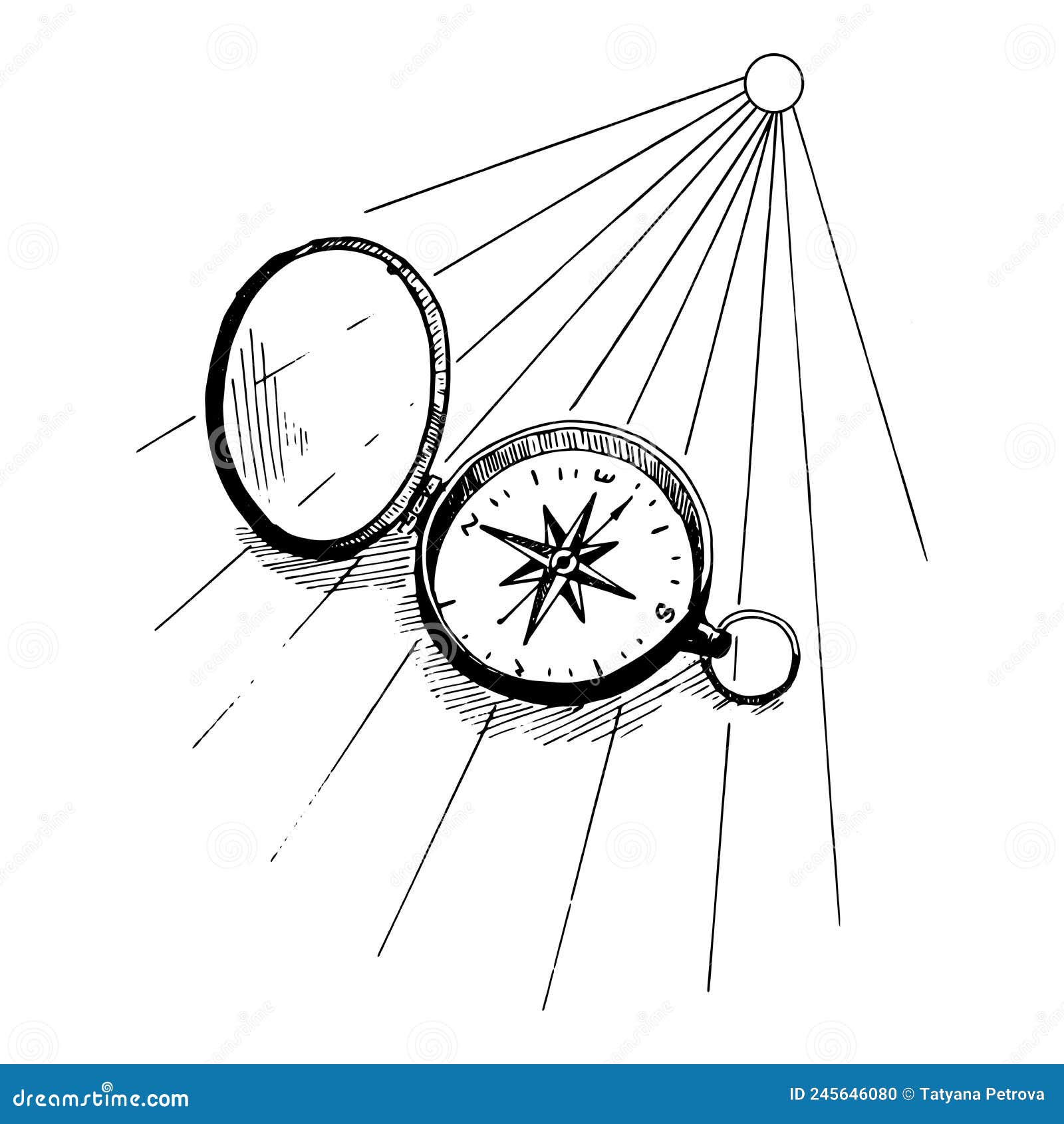 Compass. Hand drawn sketch stock vector. Illustration of navigate ...