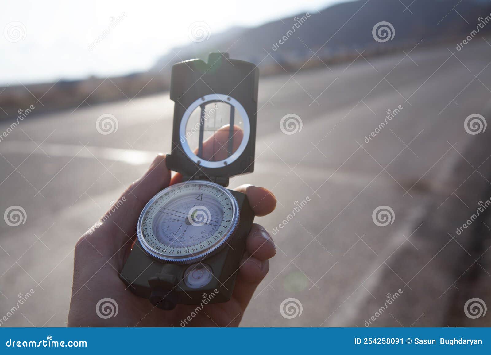 Compass in Hand Find Way Destination Stock Image - Image of leisure ...