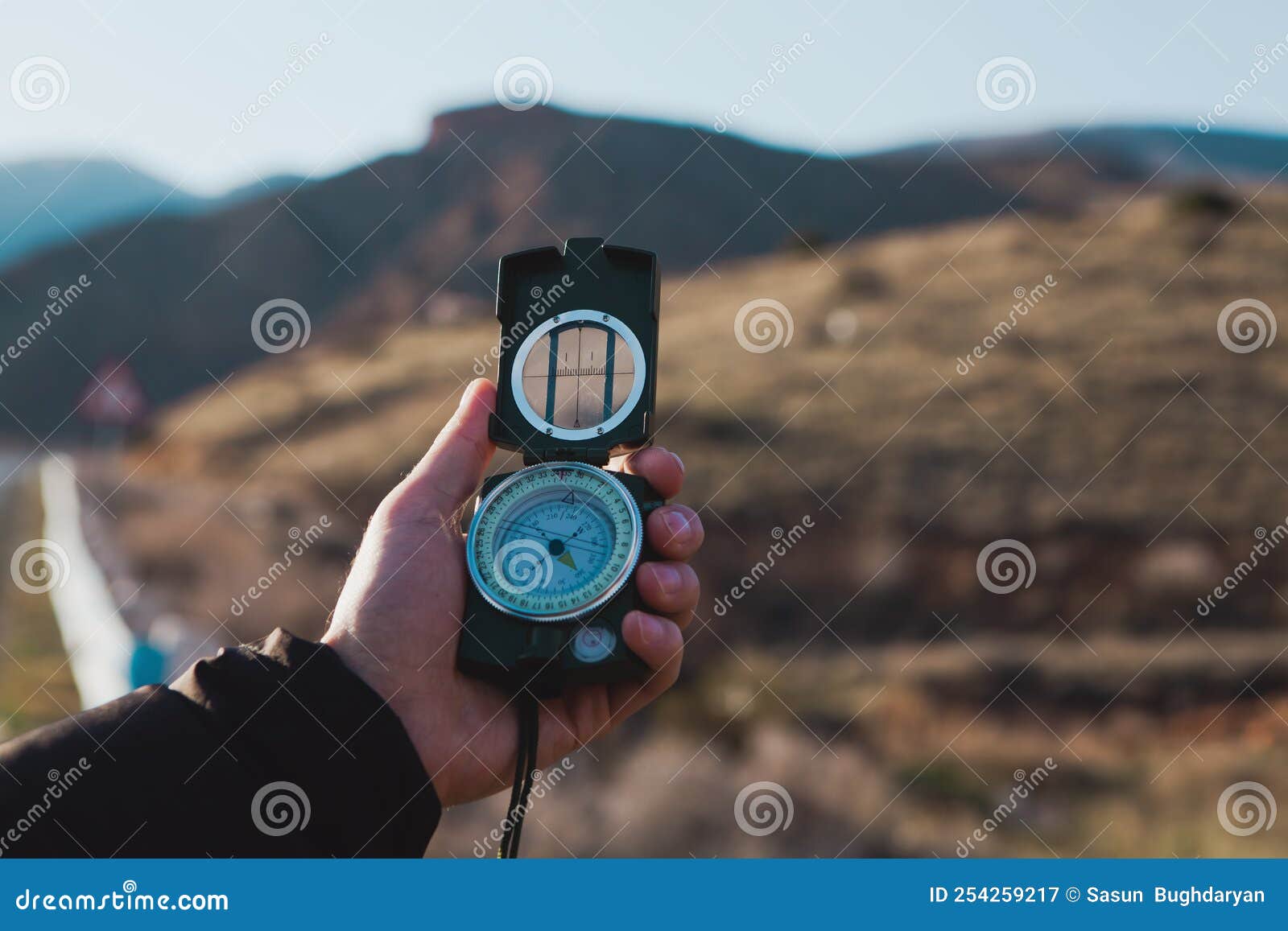 Compass in Hand Find Way Destination Stock Image - Image of position ...