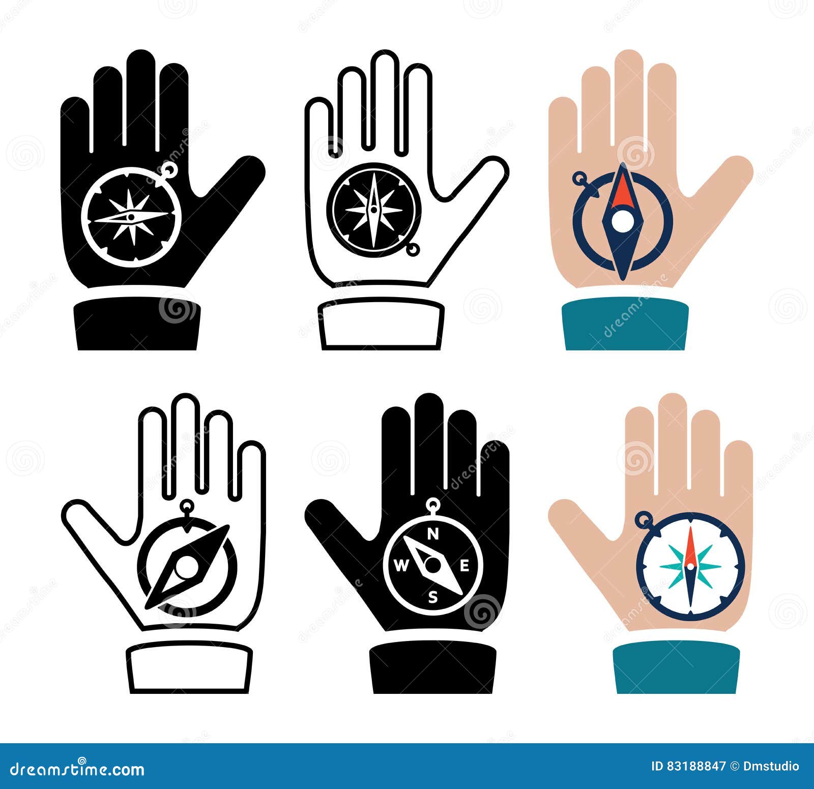 Compass in Hand Flat Icons, Vector Stock Vector - Illustration of ...