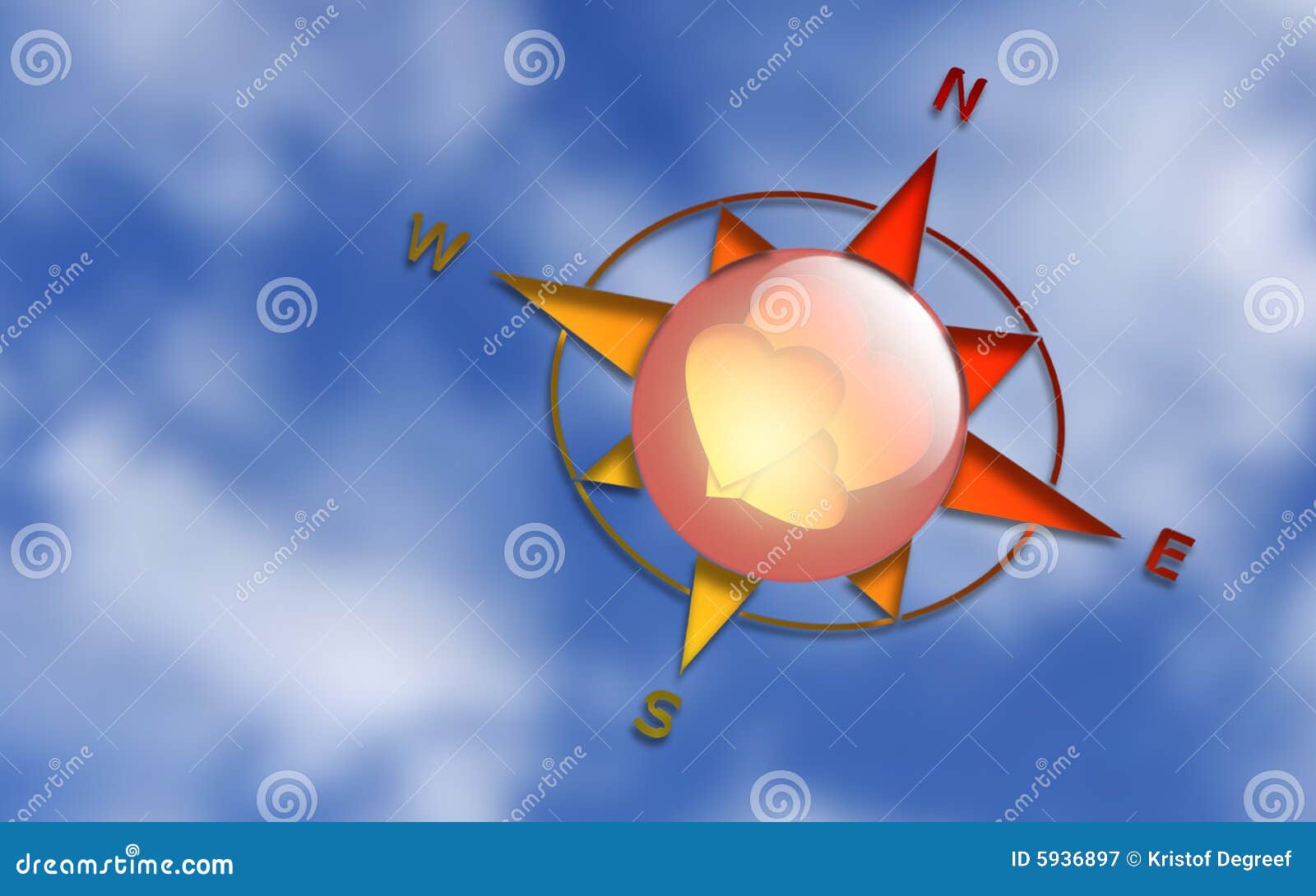 Compass hearts stock illustration. Illustration of navigation - 5936897