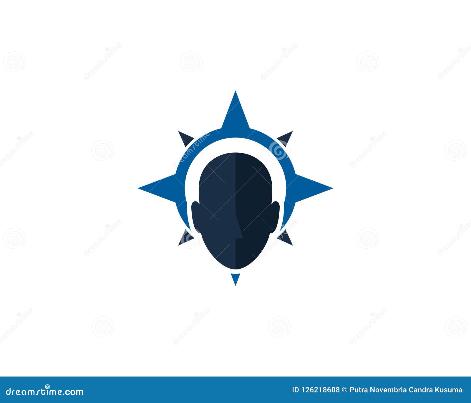 Compass Human Head Logo Icon Design Stock Illustration - Illustration ...
