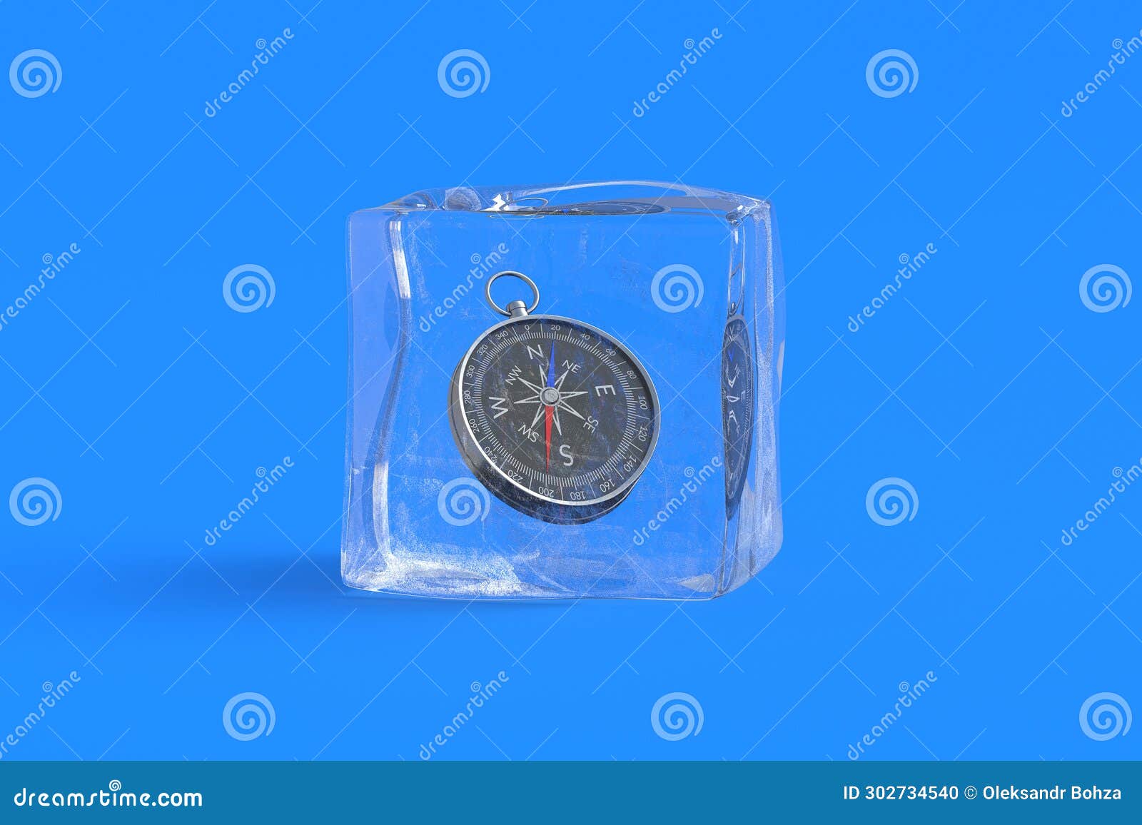 Compass in ice cube. stock illustration. Illustration of geography ...