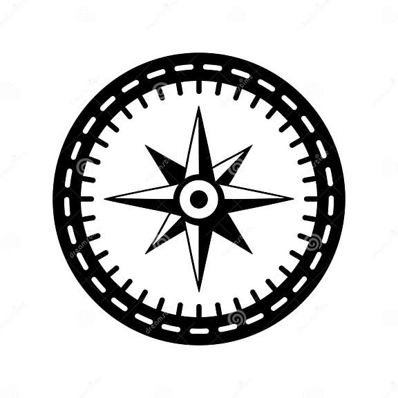 Compass Icon. Black Compass Icon in Flat Design Stock Illustration ...